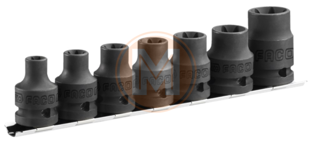 Facom NSTXA.J7 Set van 7 impact-doppen 1/2" Torx® op een rek ...